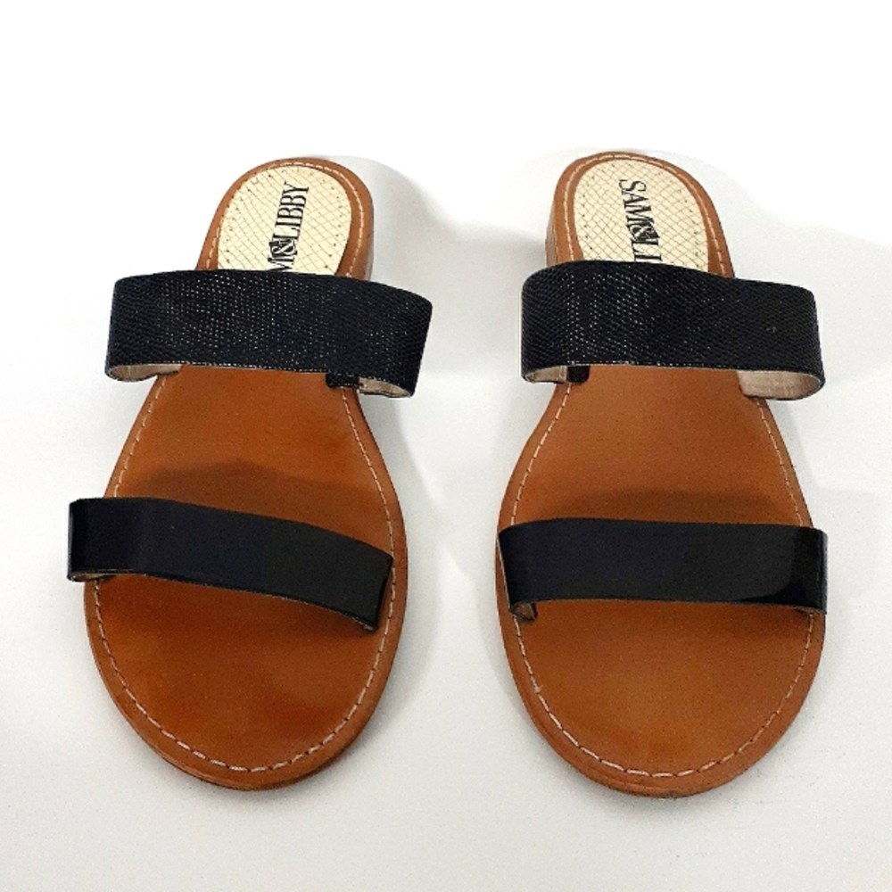 Sam & Libby Black And Tan Slides - Gem